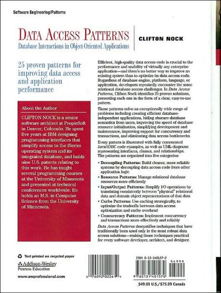 Data Access Patterns Database Interactions In Object Oriented Applications Software Patterns